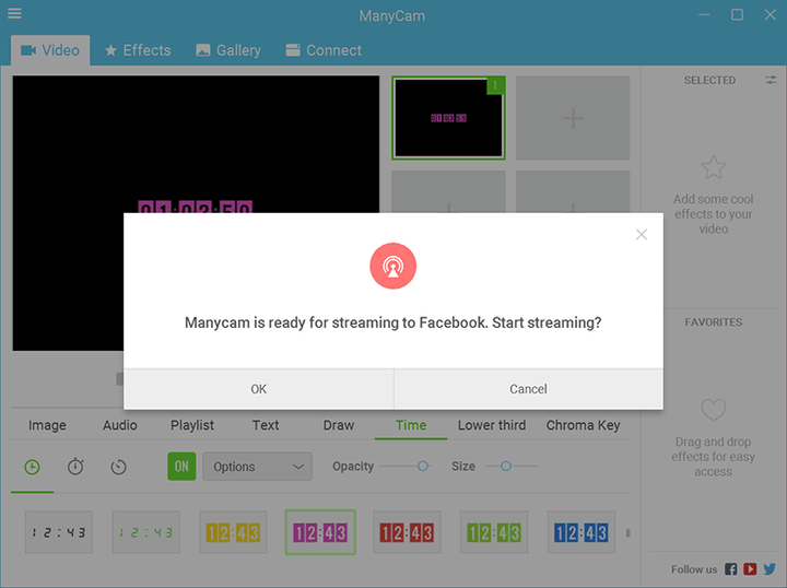 successfully connected to your Facebook account |ManyCam